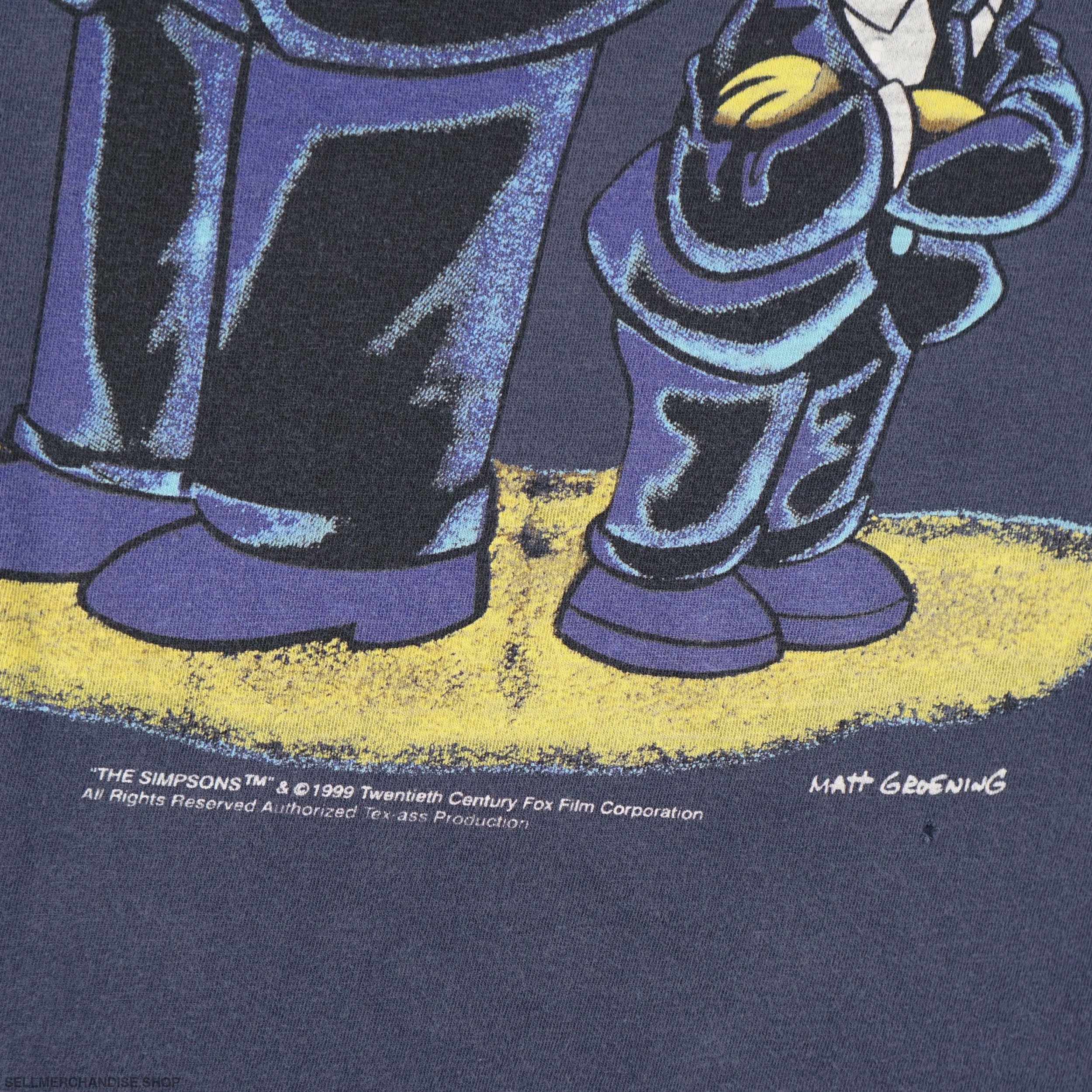 Vintage 1999 Bart And Homer Simpsons T-Shirt FBI Agents