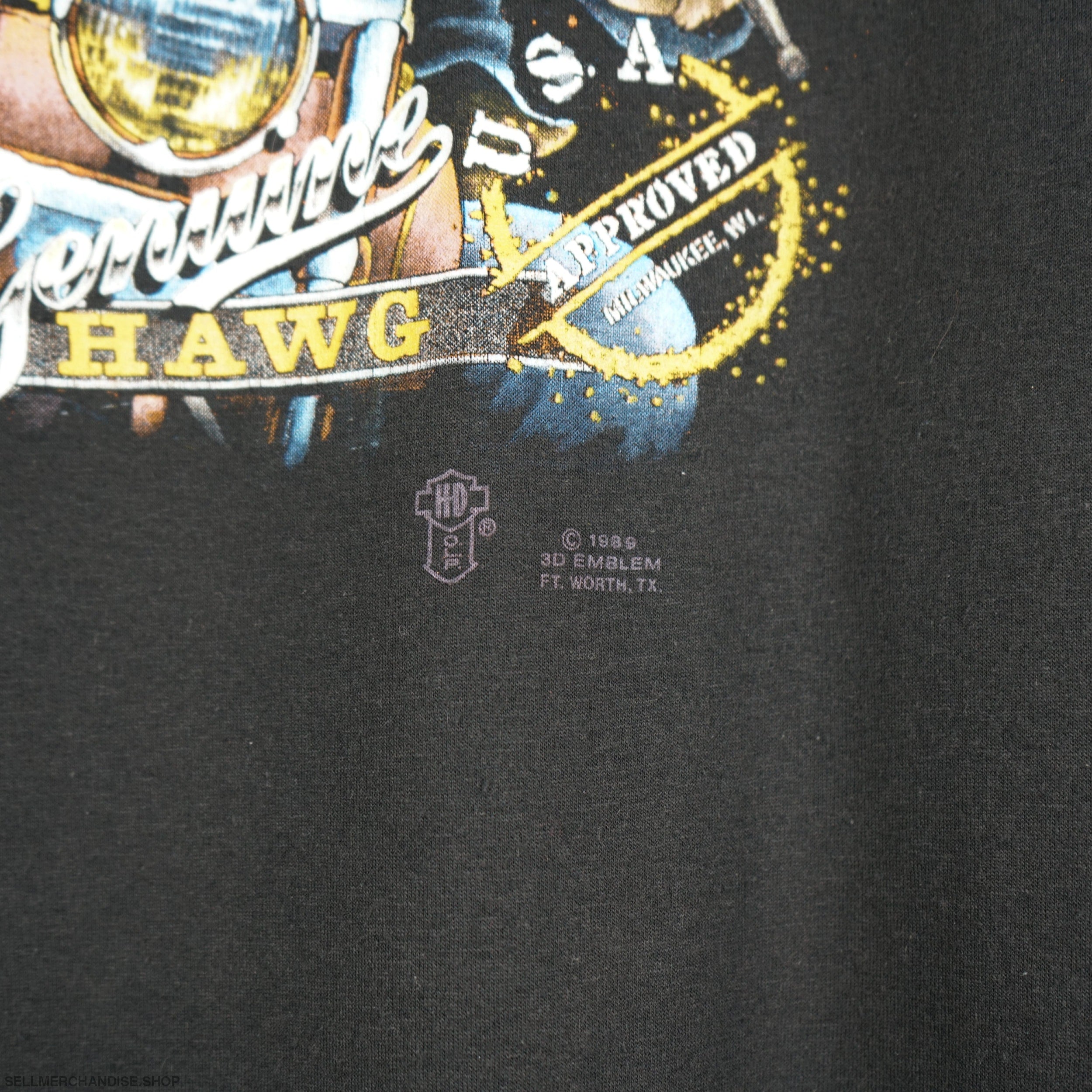 Vintage 1989 Harley-Davidson HAWG t-shirt 3d-Emblem | SellMerchandise